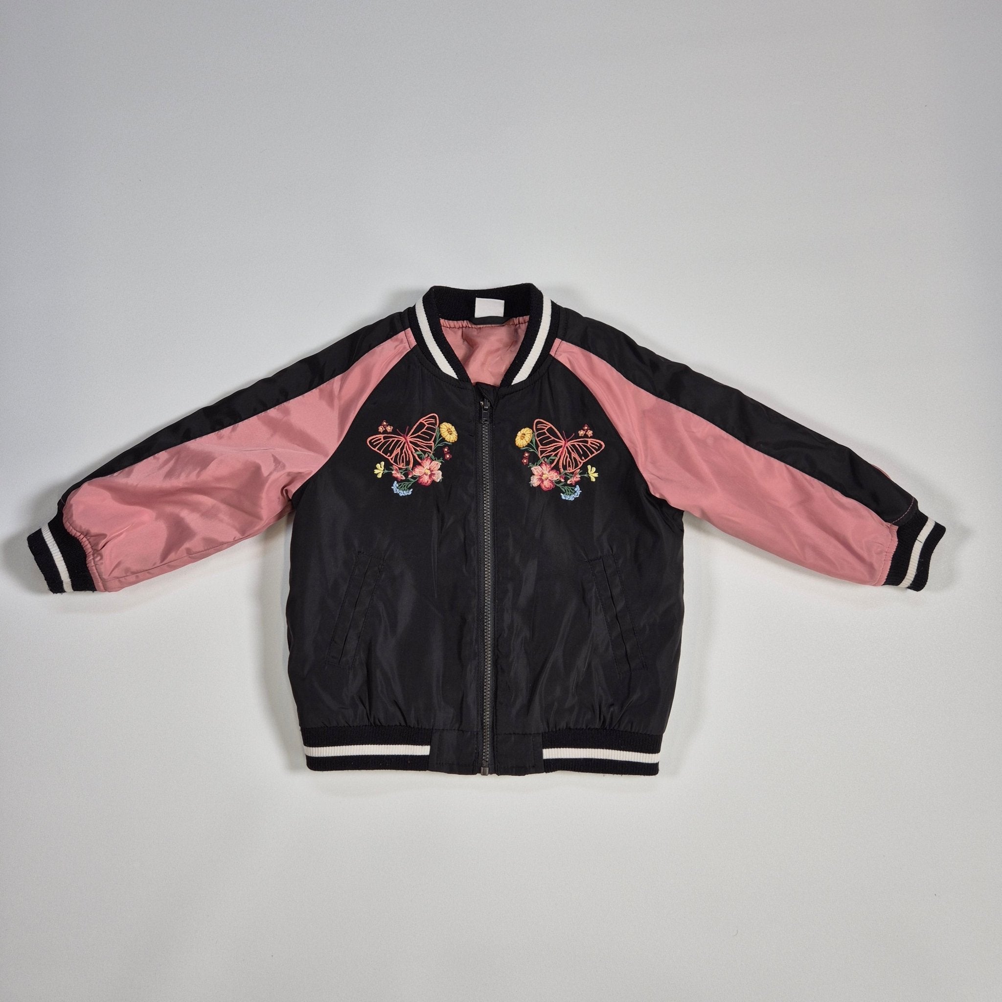 Black and Pink Bomber Jacket with Embroidery Lindex – Homy Black and Pink Bomber Jacket with Embroidery Lindex – Homy
